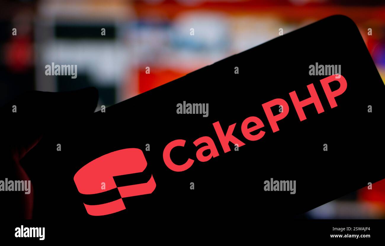 Dhaka, Bangladesh- 11 Nov 2024: CakePHP logo is displayed on smartphone. CakePHP is an open ...