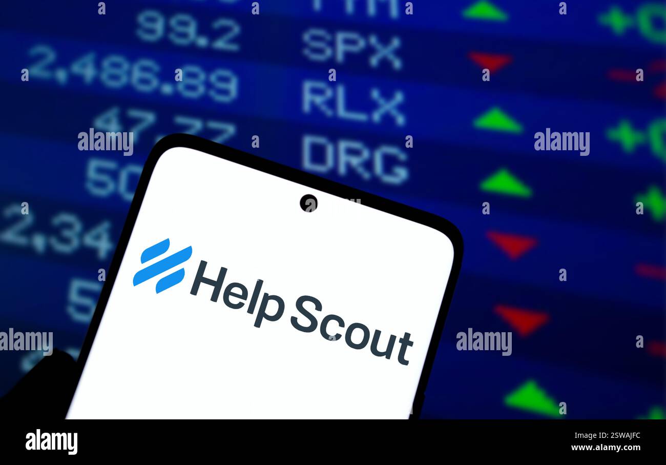 Dhaka, Bangladesh- 11 Nov 2024: Help Scout logo is displayed on smartphone. Help Scout PBC is a ...