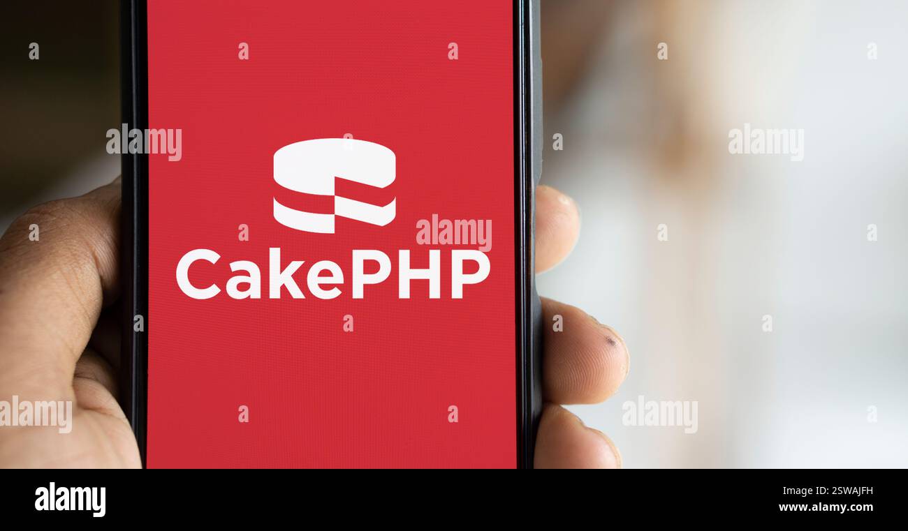 Dhaka, Bangladesh- 11 Nov 2024: CakePHP logo is displayed on smartphone. CakePHP is an open ...