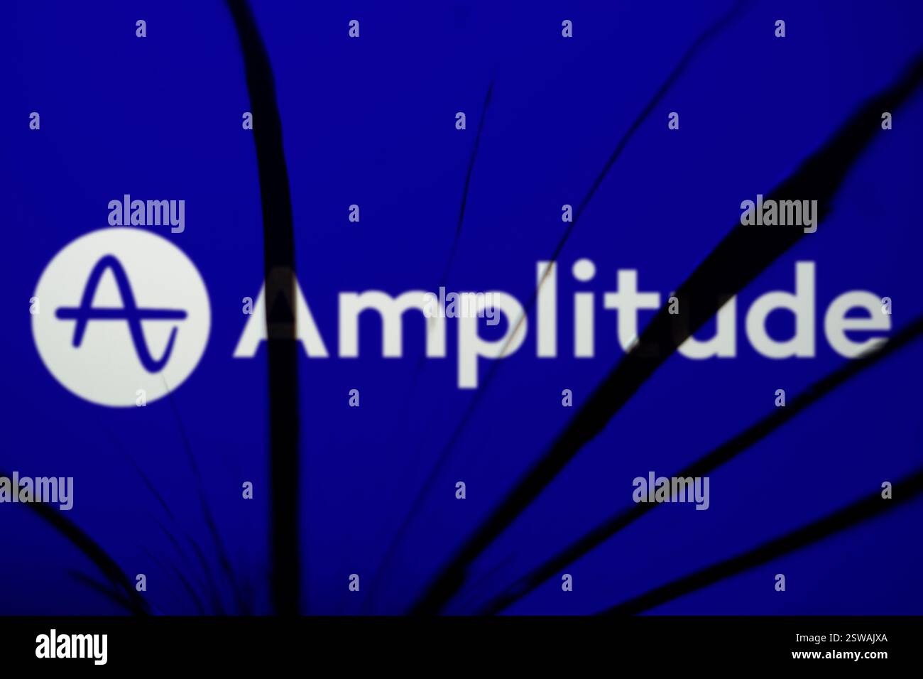 Dhaka, Bangladesh- 11 Nov 2024: Amplitude logo is visible on the broken ...