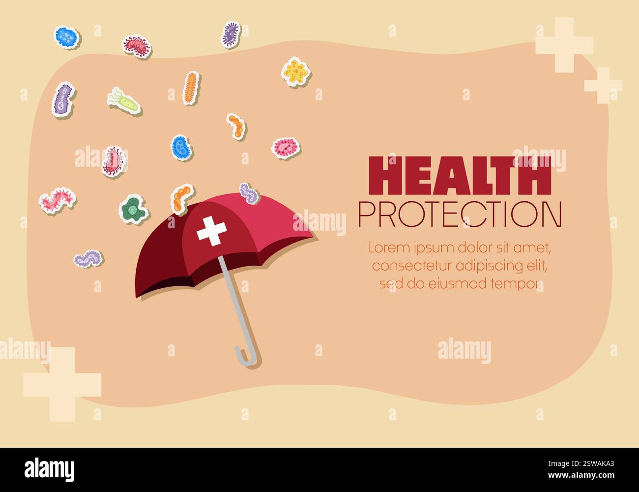 Umbrella as a shield from germs, bacteria and viruses. Vaccination and ...