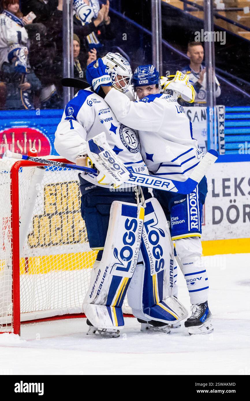 Leksand, Sverige. 20th Feb, 2025. 250220 under ishockeymatchen i SHL mellan Leksand och Modo den ...
