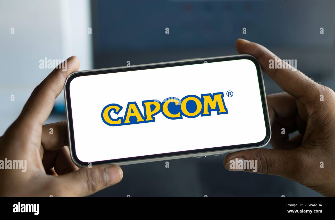 Dhaka, Bangladesh- 09 Nov 2024: Capcom logo is displayed on smartphone ...