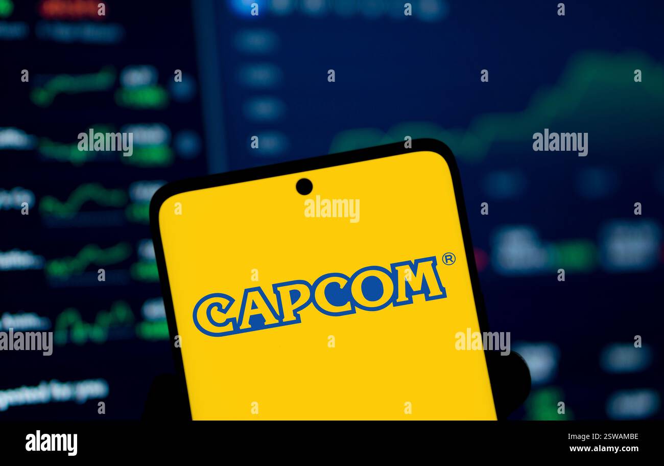 Dhaka, Bangladesh- 09 Nov 2024: Capcom logo is displayed on smartphone ...