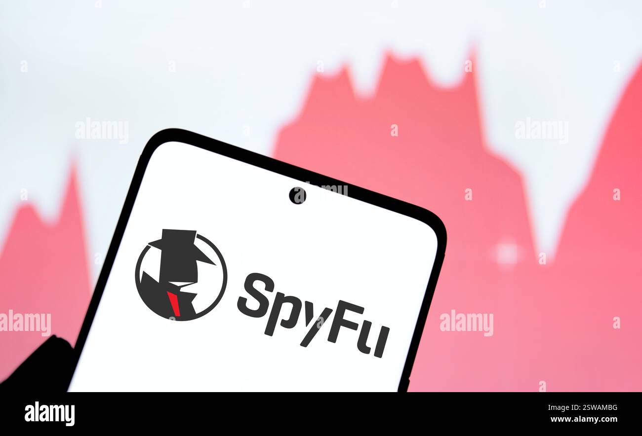 Dhaka, Bangladesh- 09 Nov 2024: SpyFu logo is displayed on smartphone ...