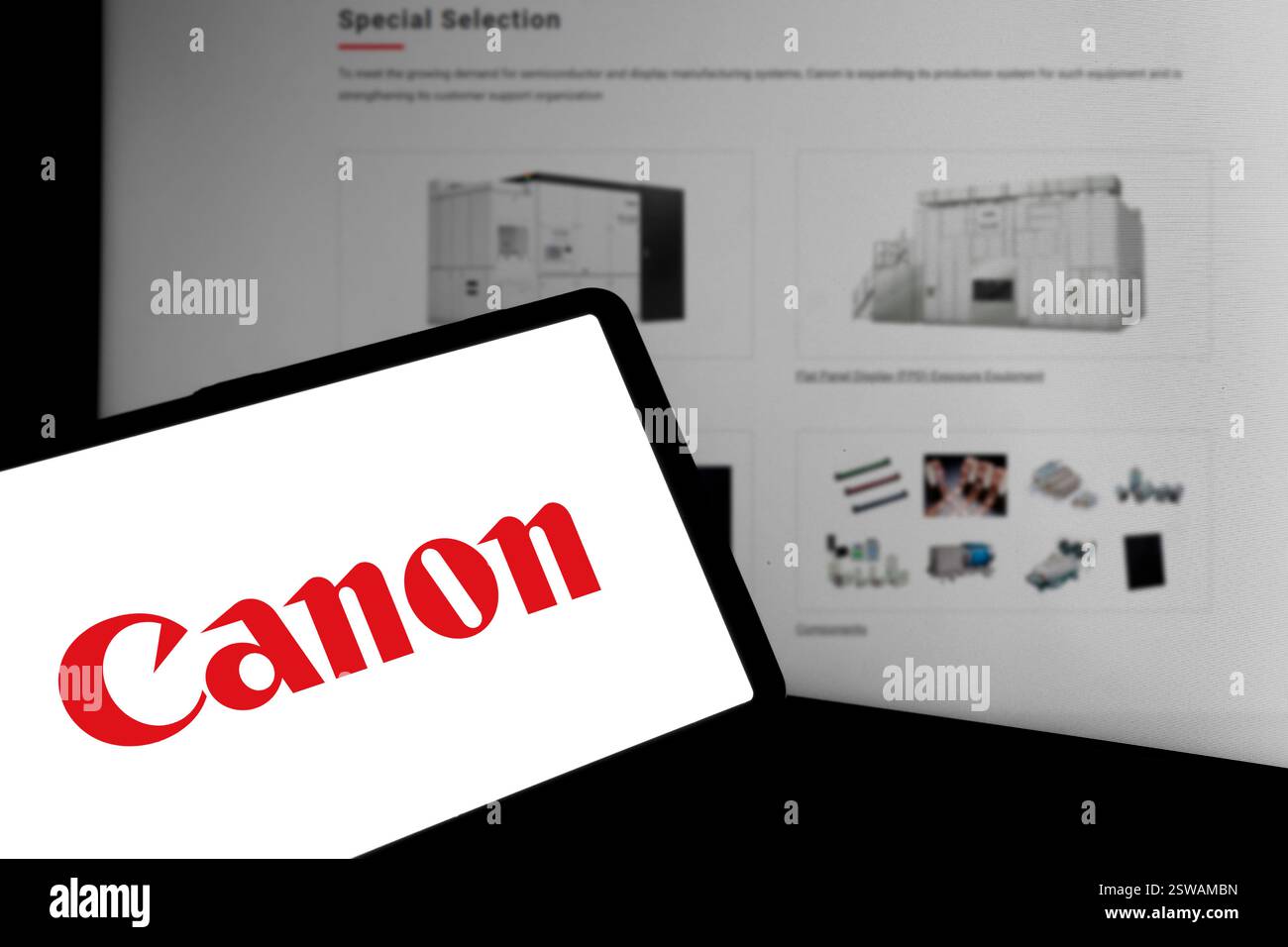 Dhaka, Bangladesh- 09 Nov 2024: Canon logo is displayed on smartphone ...