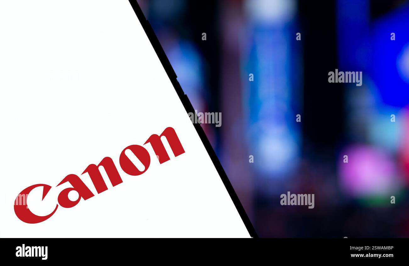 Dhaka, Bangladesh- 09 Nov 2024: Canon logo is displayed on smartphone.Canon Inc is a Japanese ...