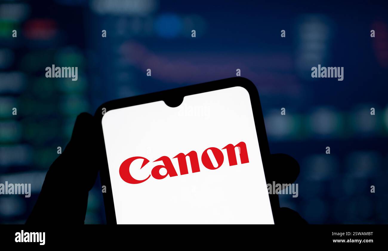 Dhaka, Bangladesh- 09 Nov 2024: Canon logo is displayed on smartphone.Canon Inc is a Japanese ...