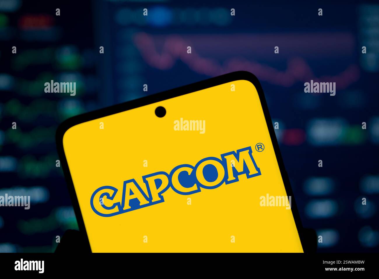 Dhaka, Bangladesh- 09 Nov 2024: Capcom logo is displayed on smartphone ...