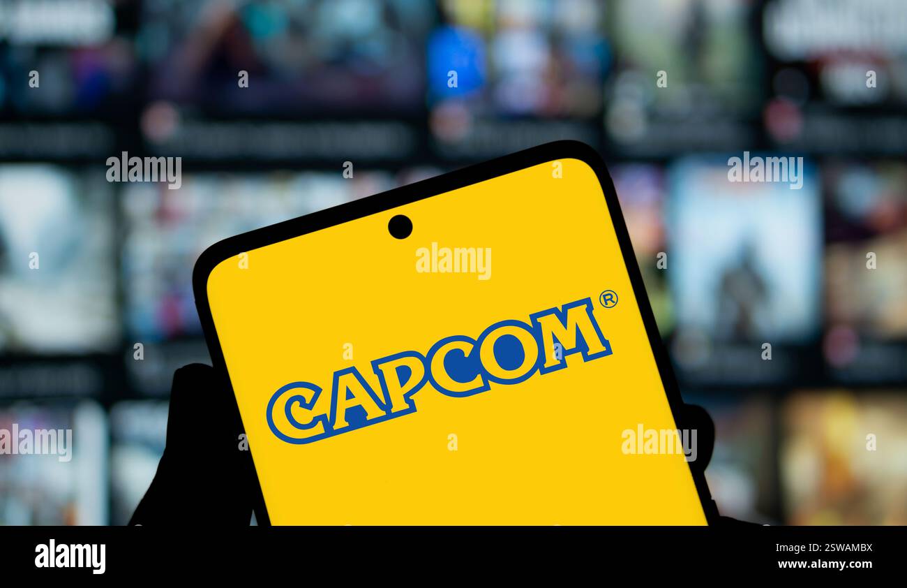 Dhaka, Bangladesh- 09 Nov 2024: Capcom logo is displayed on smartphone ...