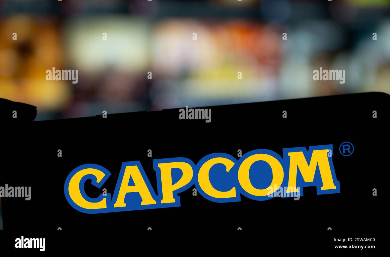 Dhaka, Bangladesh- 09 Nov 2024: Capcom logo is displayed on smartphone ...