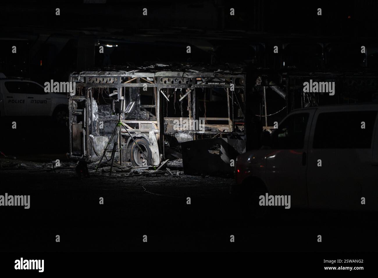 Tel Aviv, Israel. 20th Feb, 2025. A view of one of the three empty ...