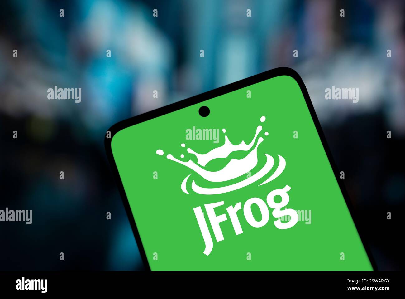 Dhaka, Bangladesh- 14 Nov 2024: JFrog logo is displayed on smartphone ...