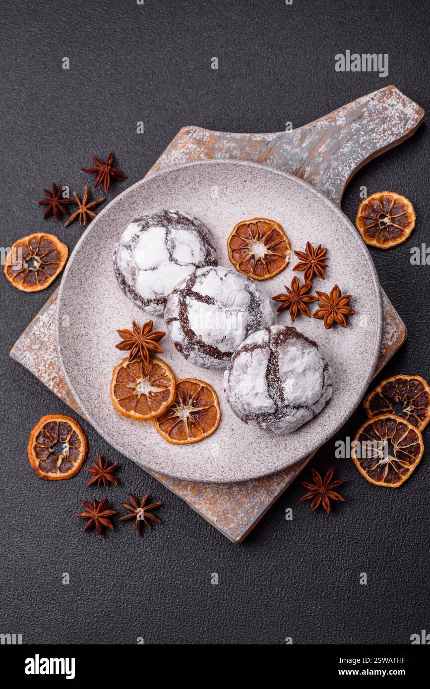 Sweet chocolate crinkle cookies made hi-res stock photography and ...