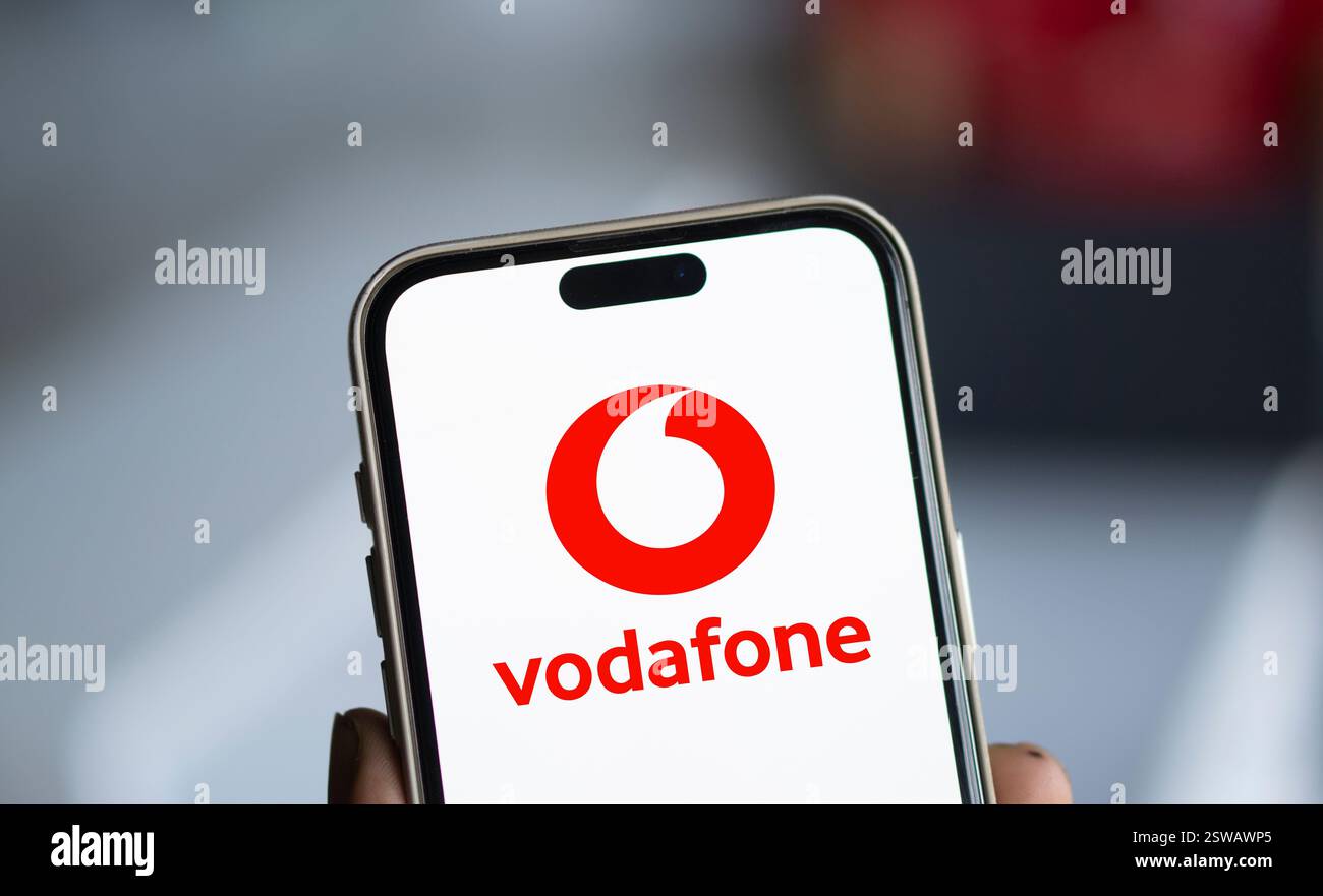 Dhaka, Bangladesh- 15 Nov 2024: Vodafone logo is displayed on ...