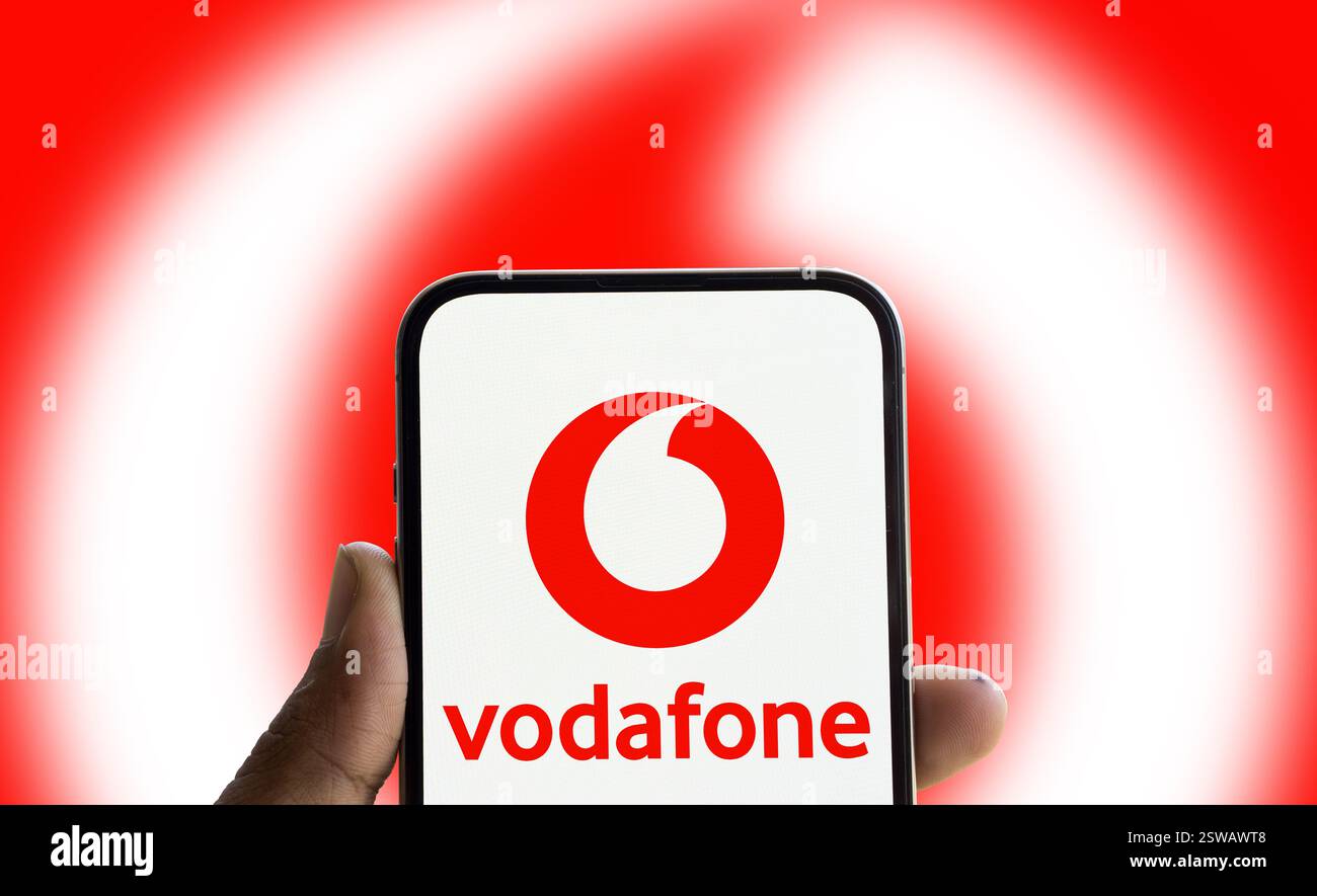 Dhaka, Bangladesh- 15 Nov 2024: Vodafone logo is displayed on ...