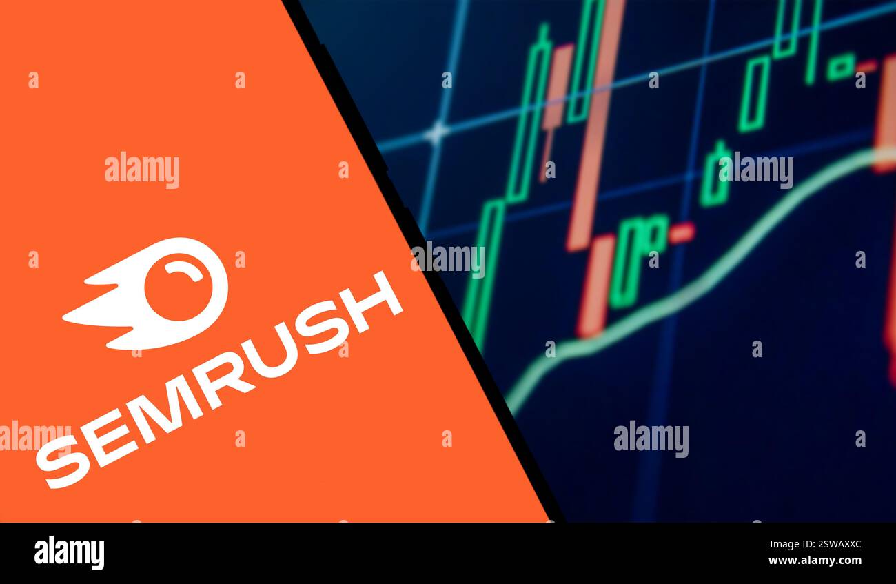 Dhaka, Bangladesh- 17 Nov 2024; Semrush logo is displayed on smartphone ...