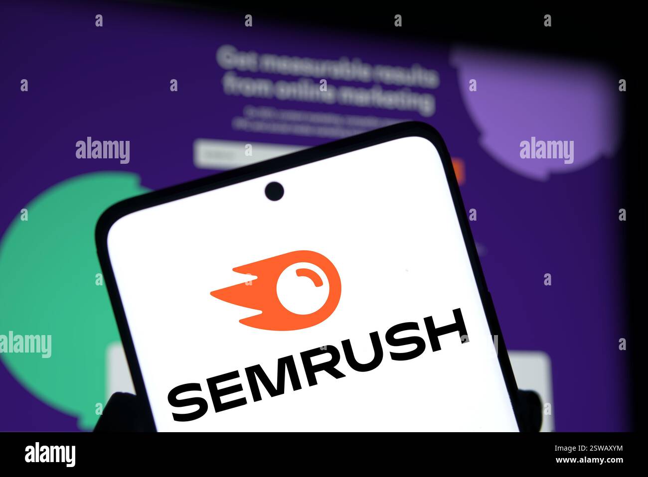 Dhaka, Bangladesh- 17 Nov 2024; Semrush logo is displayed on smartphone ...