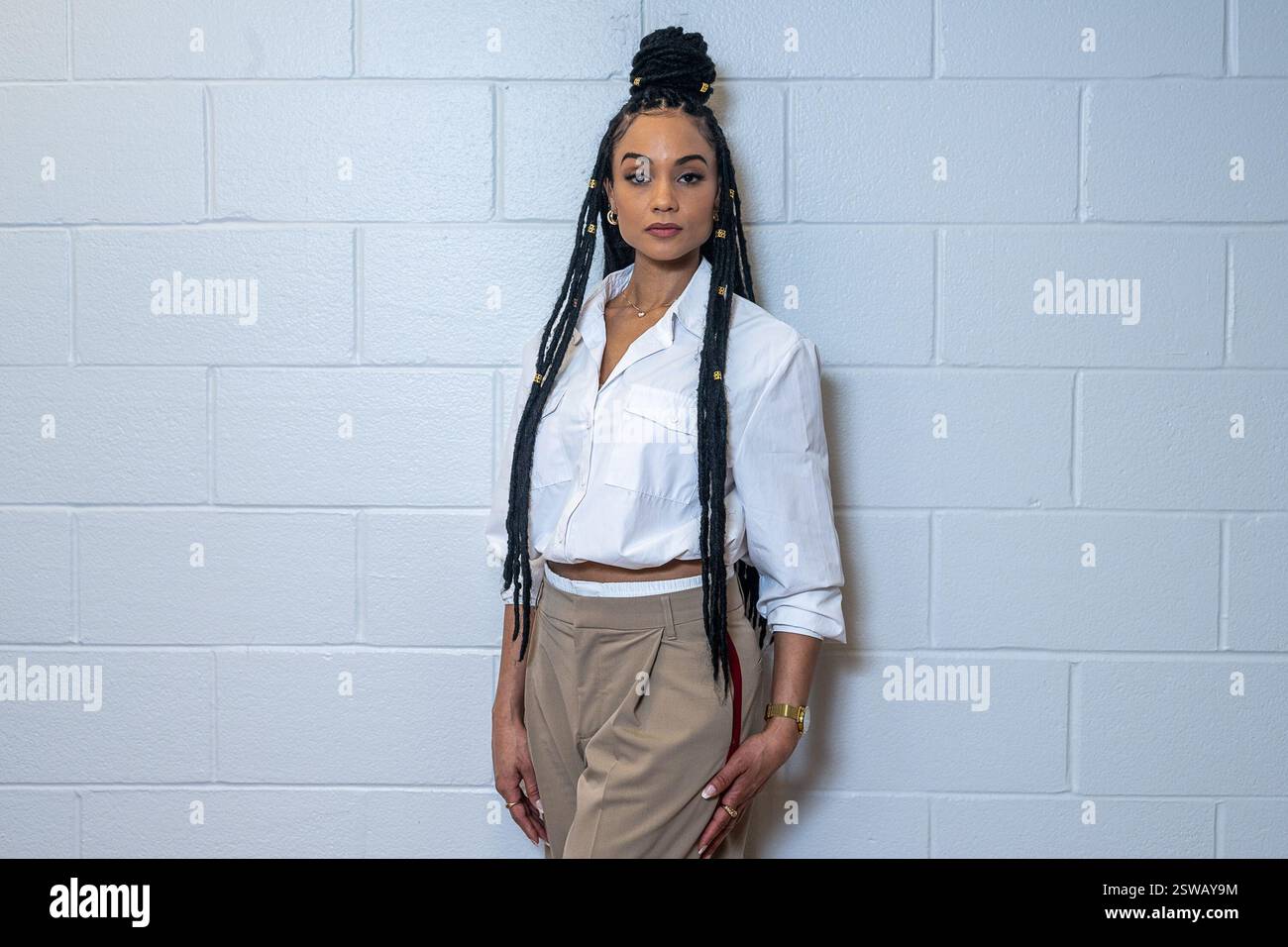 Toronto, Canada. 20th Feb, 2025. Actor and producer Joanne Jansen poses ...