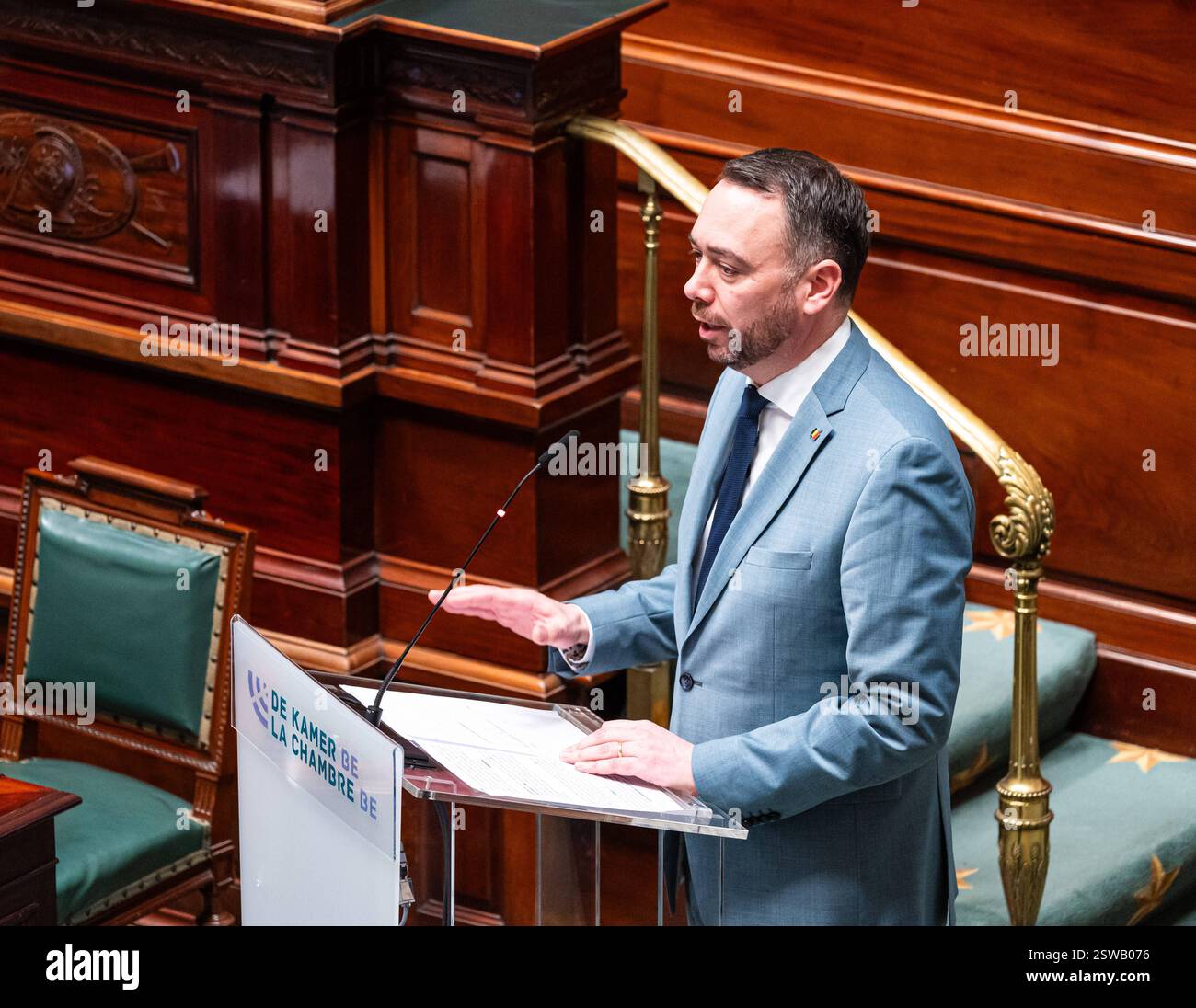 Maxime PrÃ vot Les EngagÃ s at the plenary session of the Chamber at the federal parliament, in ...