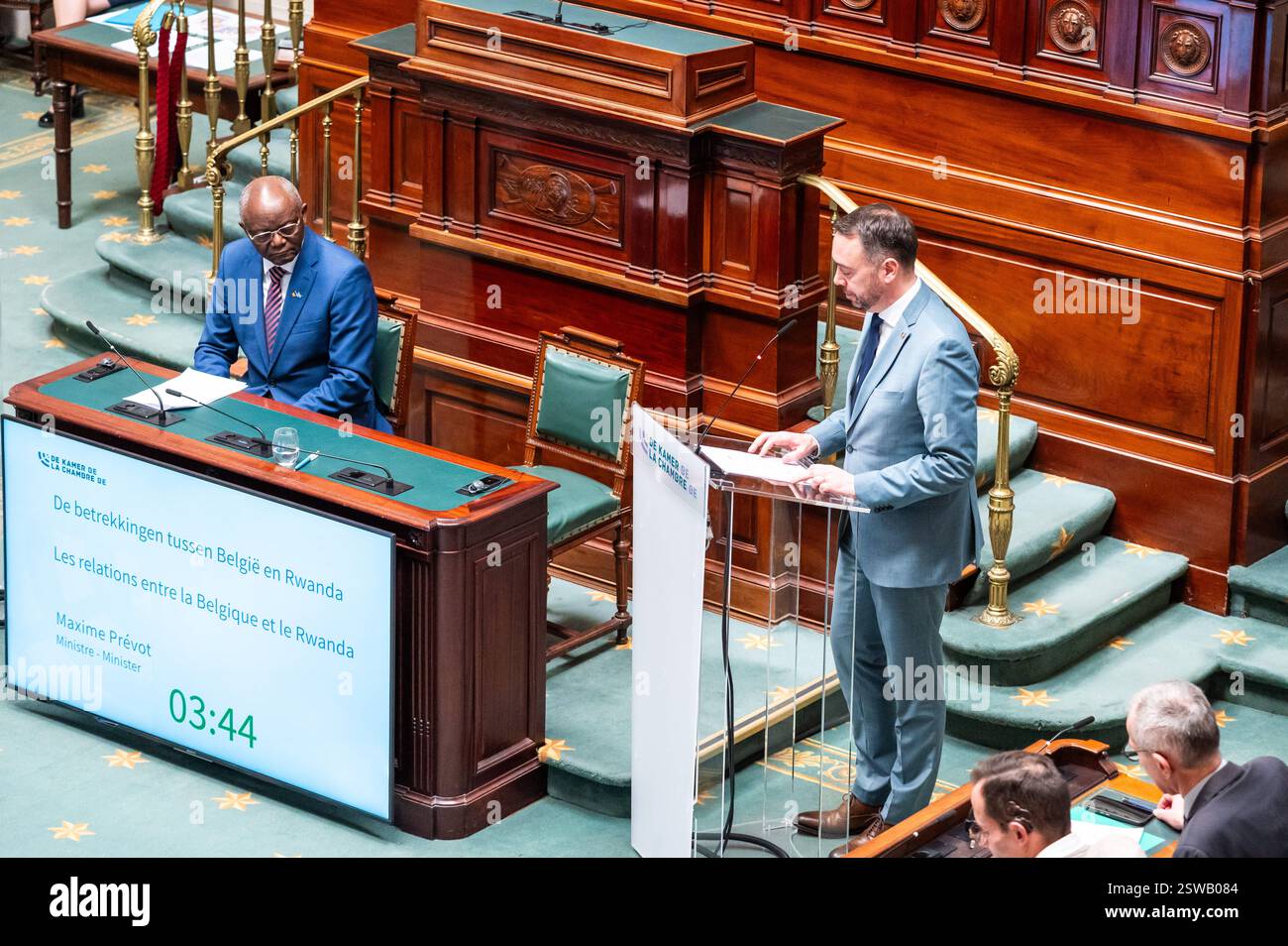 Pierre Kompany Les EngagÃ s interpelling Maxime PrÃ vot Les EngagÃ s at the plenary session of ...