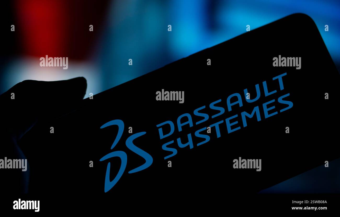 Dhaka, Bangladesh- 17 Nov 2024: Dassault Systemes logo is displayed on smartphone. Dassault ...