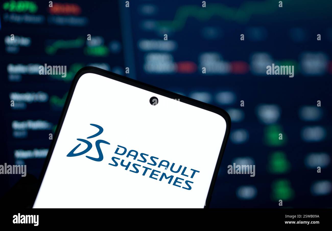 Dhaka, Bangladesh- 17 Nov 2024: Dassault Systemes logo is displayed on smartphone. Dassault ...