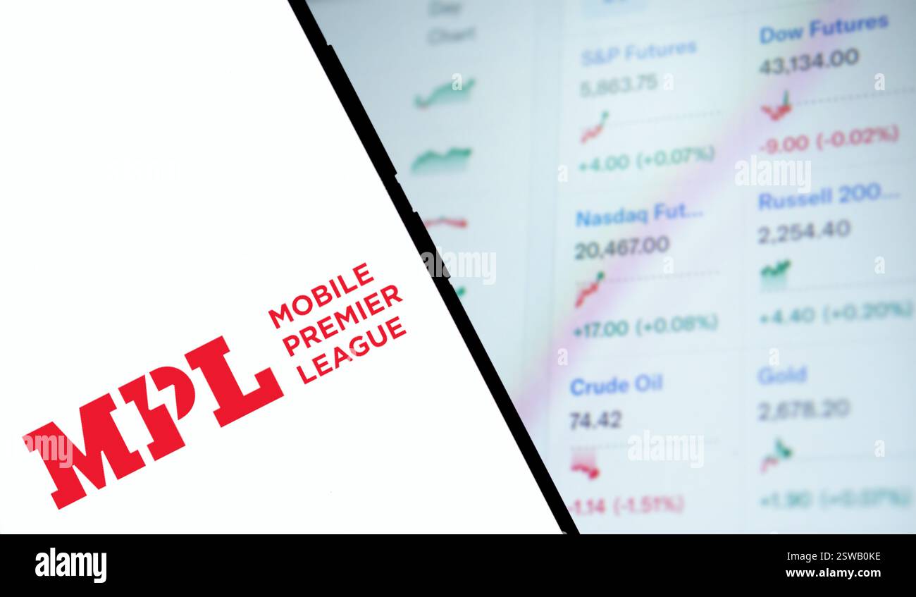 dhaka, bangladesh- 17 Nov 2024: MPL logo is displayed on smartphone. Mobile Premier League is an ...