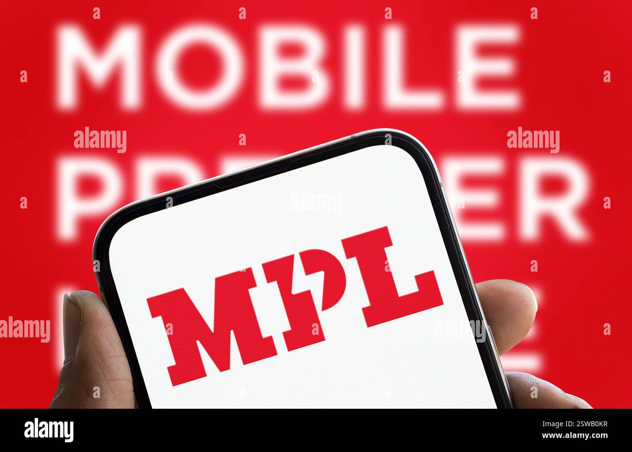 dhaka, bangladesh- 17 Nov 2024: MPL logo is displayed on smartphone. Mobile Premier League is an ...