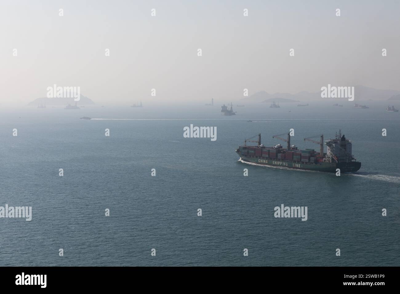 Container ship (China Shipping Line) navigates the South China Sea ...