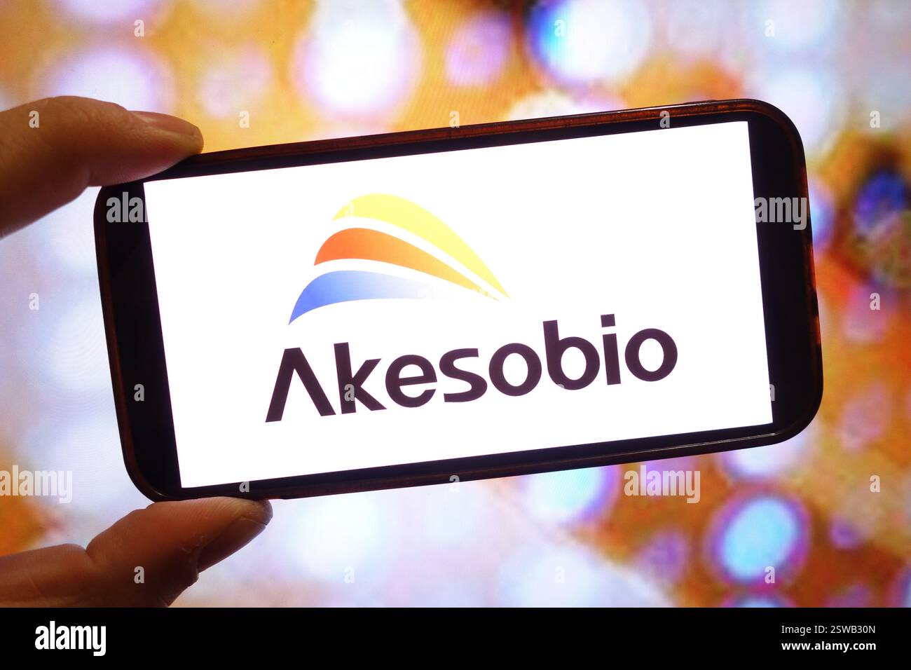 In this photo illustration, the Akesobio company logo is seen displayed ...