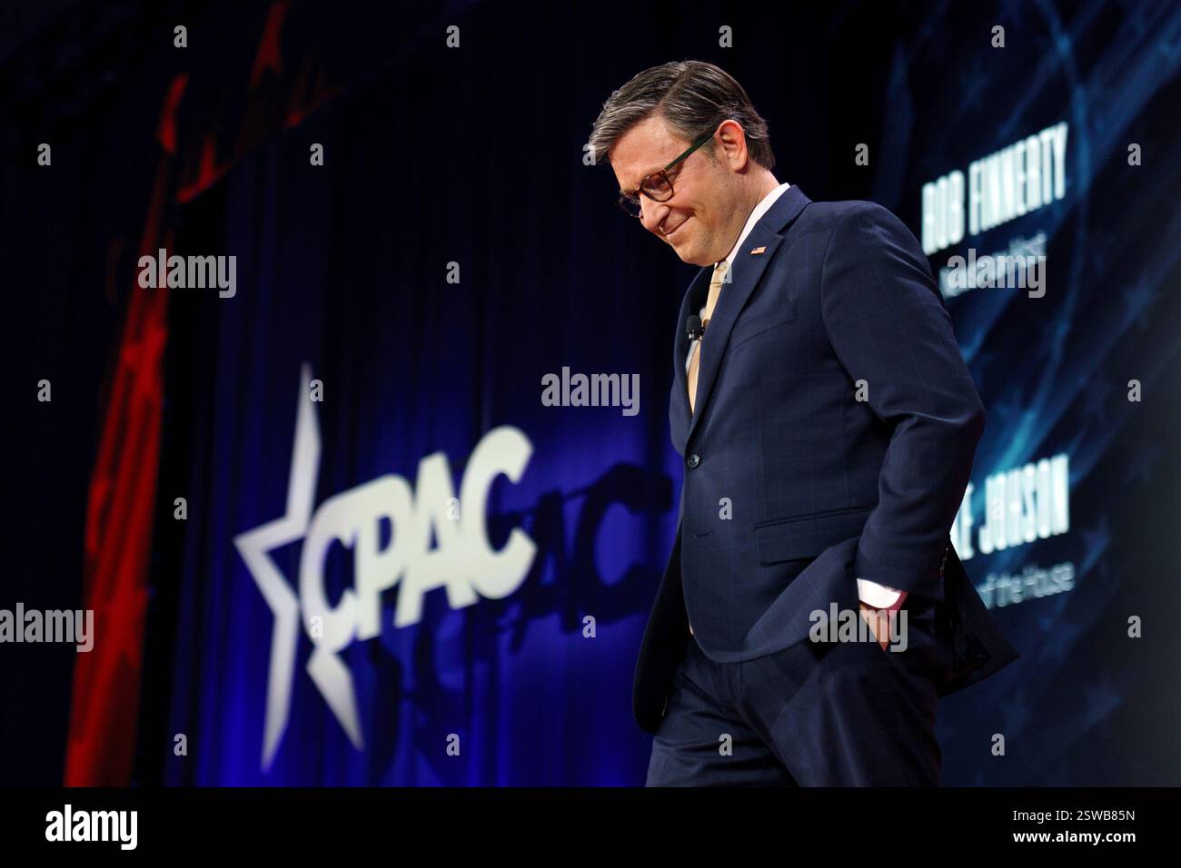US House Speaker Mike Johnson speaks at the Conservative Political ...