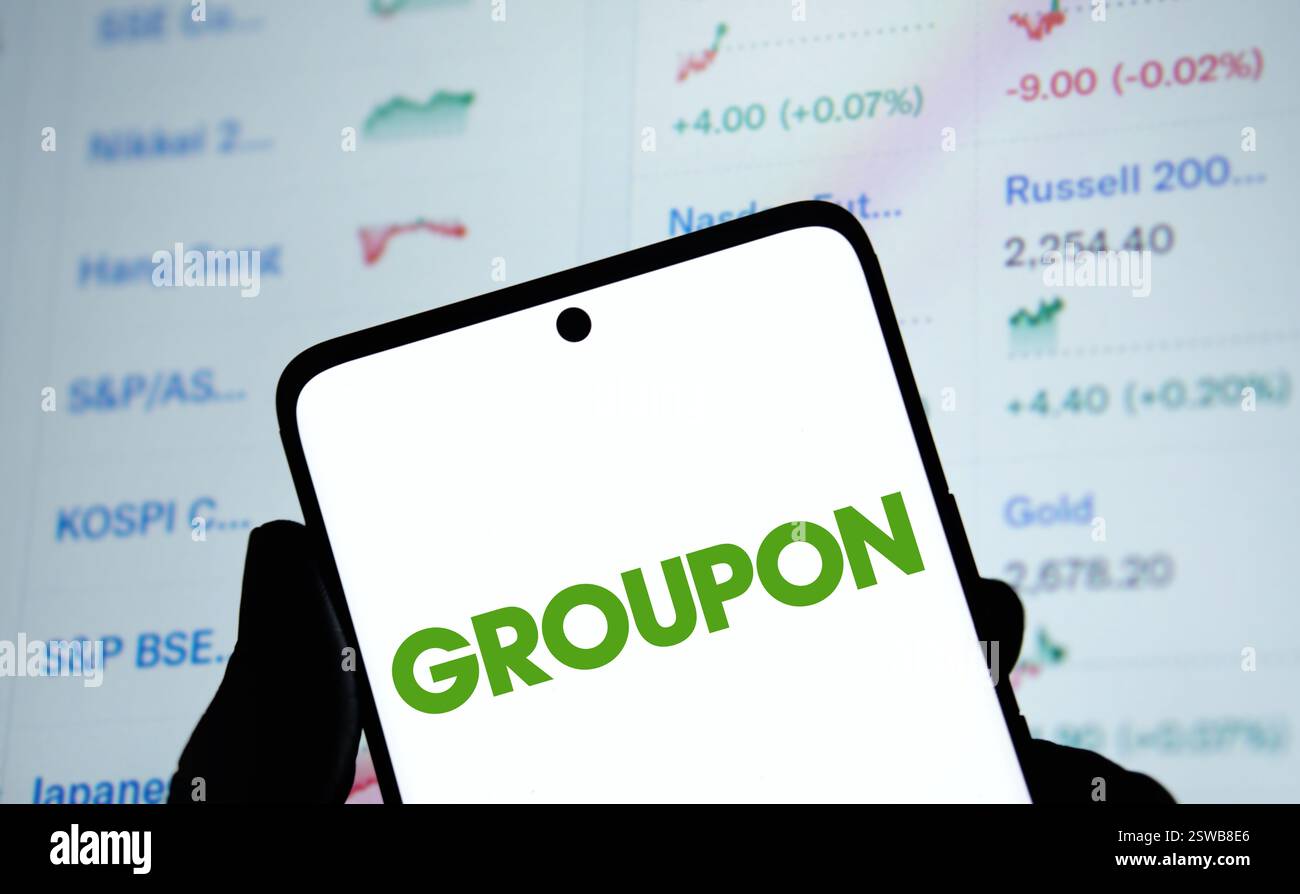 Dhaka, Bangladesh- 19 Nov 2024: Groupon logo is displayed on smartphone ...