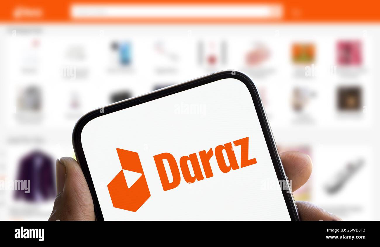 Dhaka, Bangladesh- 15 Nov 2024: Daraz logo is displayed on smartphone ...