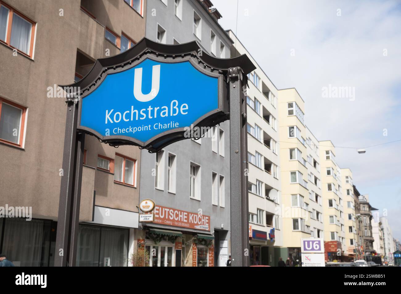 U6 subway sign at Checkpoint Charlie, Kochstraße, Berlin. Subway ...