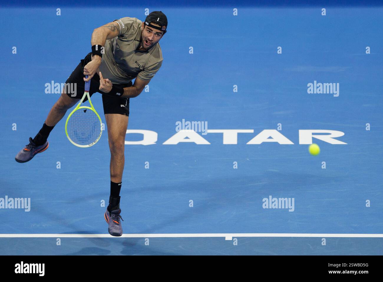 Matteo Berrettini of Italy during the 2025 Qatar ExxonMobil Open, ATP ...