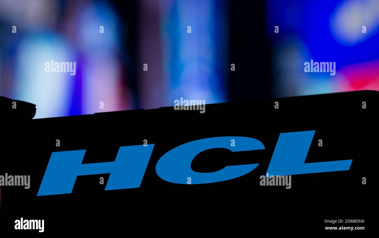 Dhaka, Bangladesh- 23 Nov 2024: HCL logo is displayed on smartphone. HCL Technologies Limited is ...