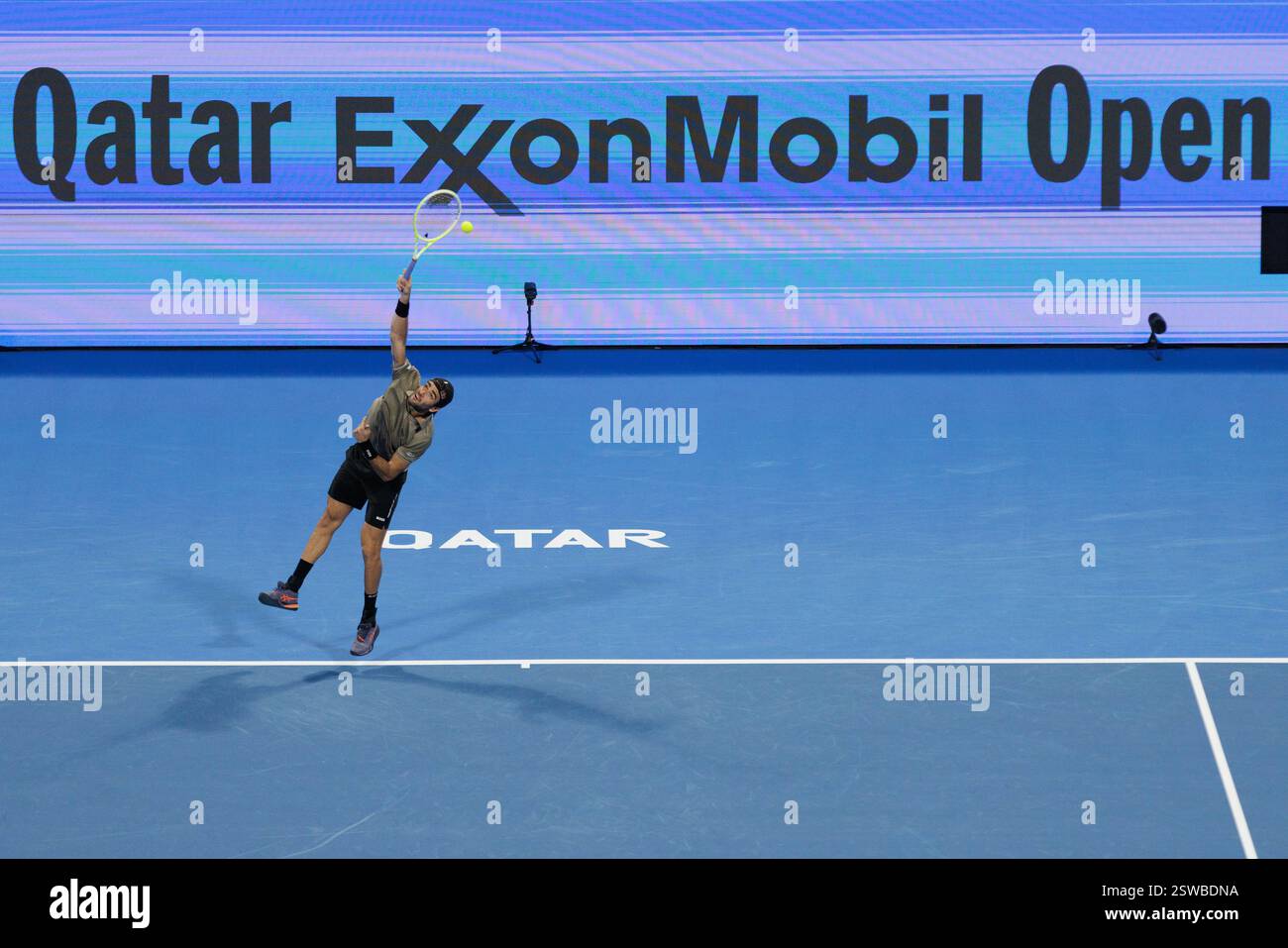 Matteo Berrettini of Italy during the 2025 Qatar ExxonMobil Open, ATP ...
