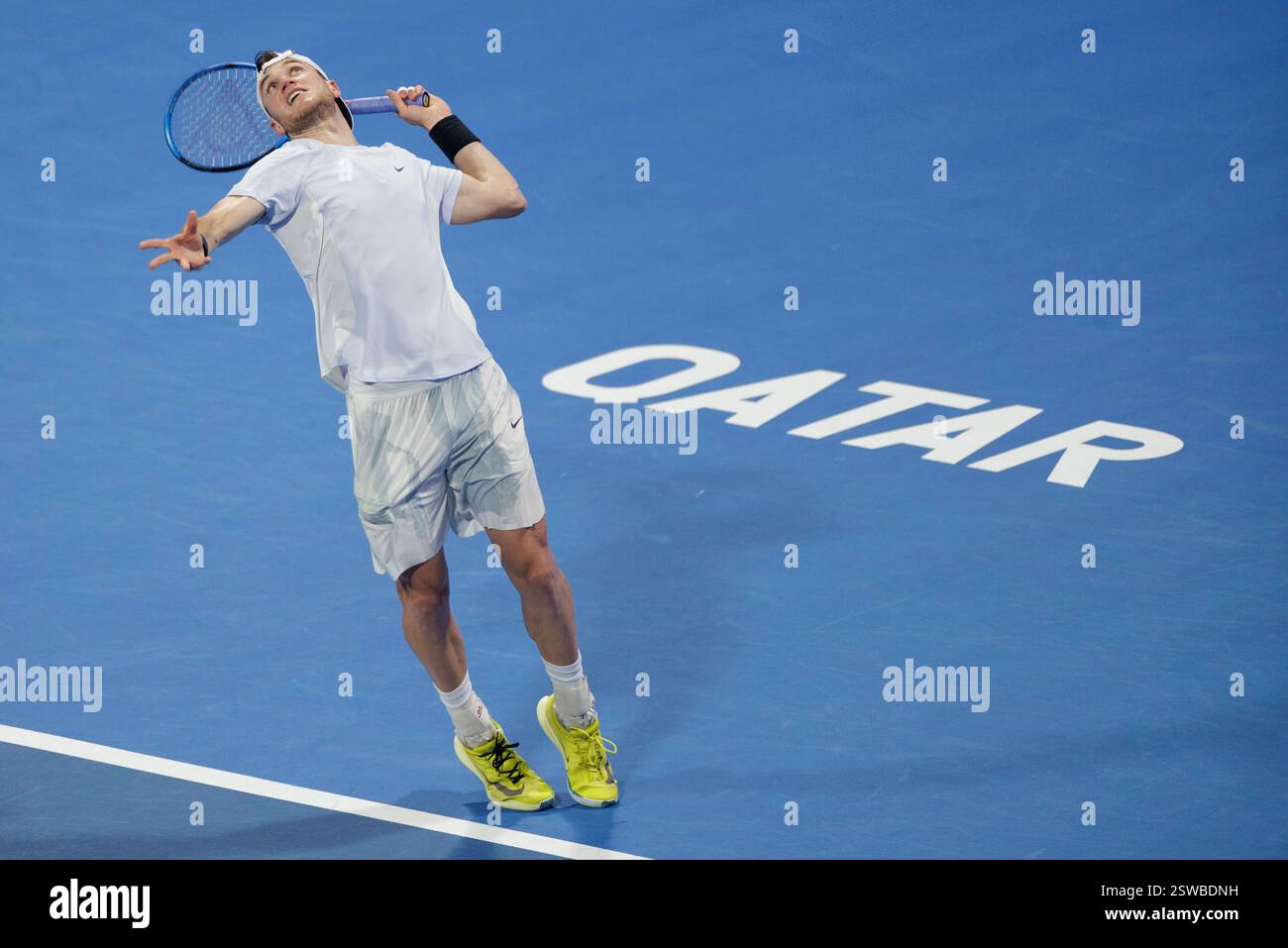 Jack Draper of Great Britain during the 2025 Qatar ExxonMobil Open, ATP ...
