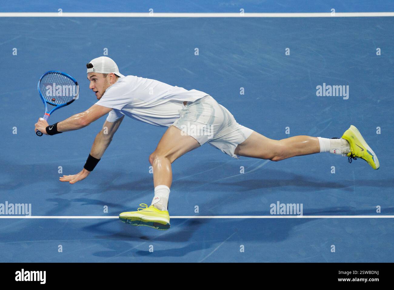 Jack Draper of Great Britain during the 2025 Qatar ExxonMobil Open, ATP ...
