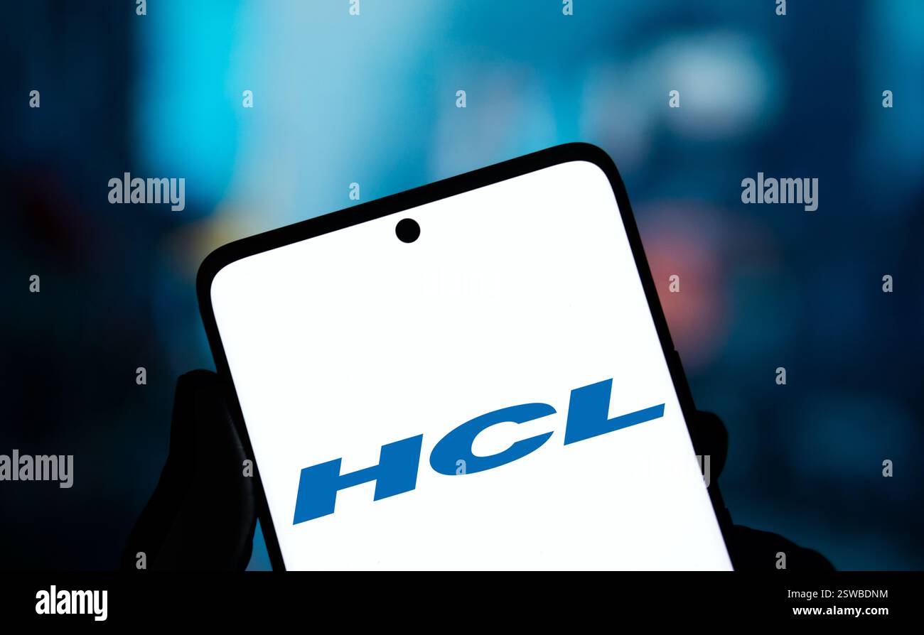 Dhaka, Bangladesh- 23 Nov 2024: HCL logo is displayed on smartphone. HCL Technologies Limited is ...