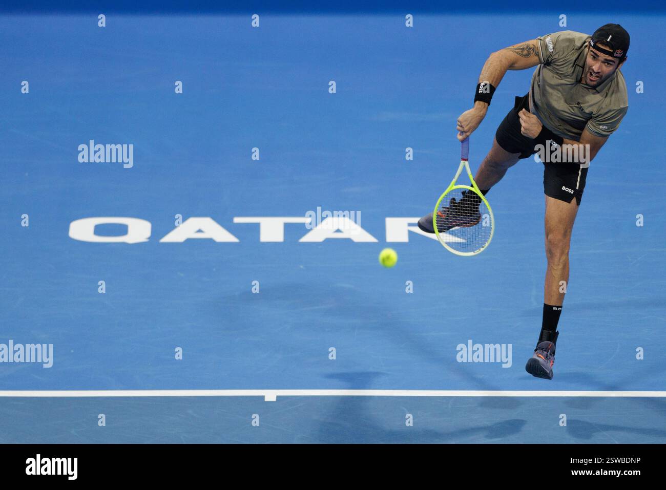 Matteo Berrettini of Italy during the 2025 Qatar ExxonMobil Open, ATP ...