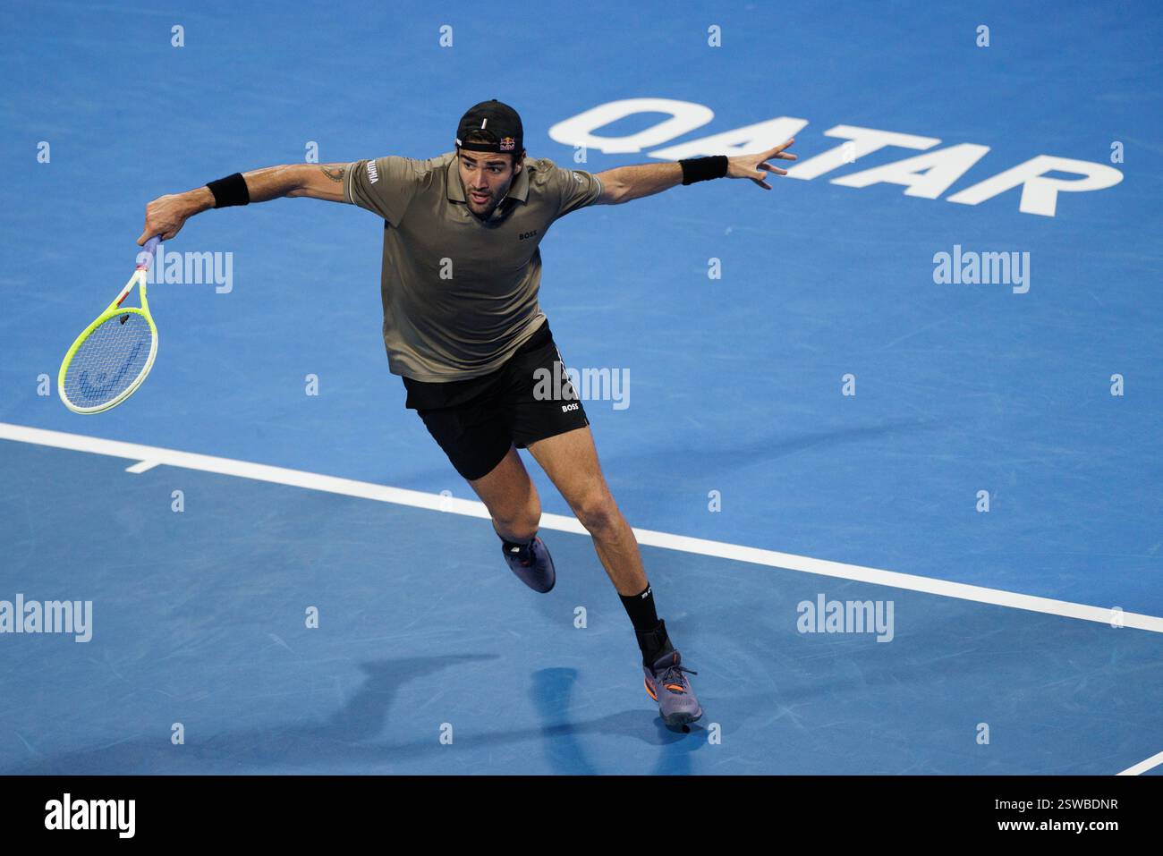 Matteo Berrettini of Italy during the 2025 Qatar ExxonMobil Open, ATP ...