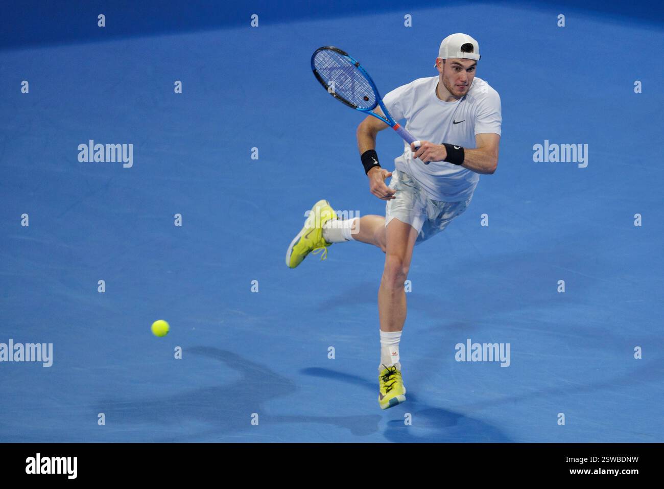 Jack Draper of Great Britain during the 2025 Qatar ExxonMobil Open, ATP ...