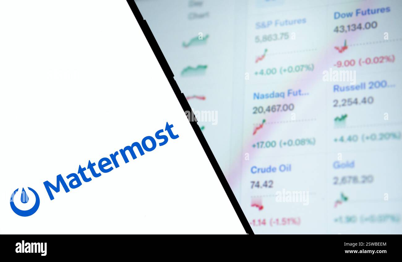 Dhaka, Bangladesh- 26 Nov 2024: Mattermost logo is displayed on smartphone. Mattermost is a self ...