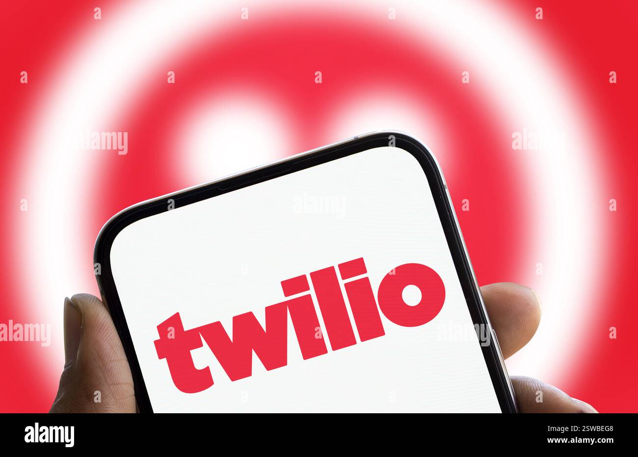 Dhaka, Bangladesh- 26 Nov 2024: Twilio logo is displayed on smartphone. Twilio Inc is an ...