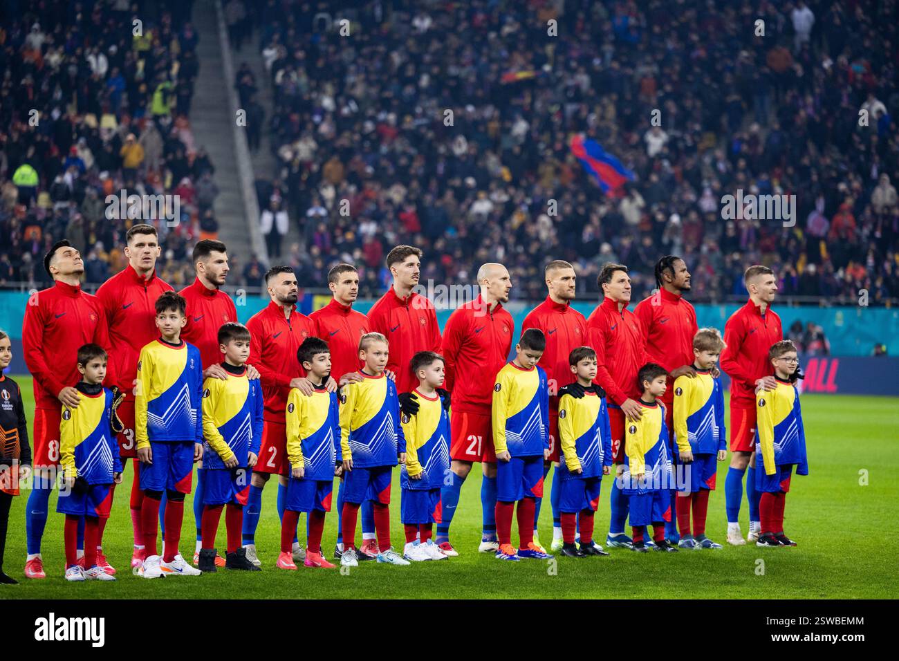 Bucharest, Roumanie. 20th Feb, 2025. FCSB squad during the UEFA Europa ...