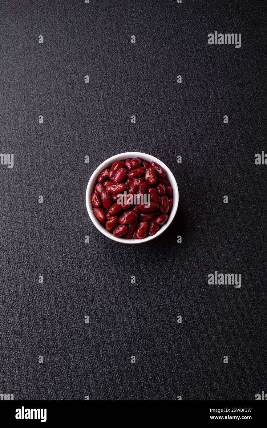Delicious nutritious canned red beans, with salt and spices Stock Photo ...