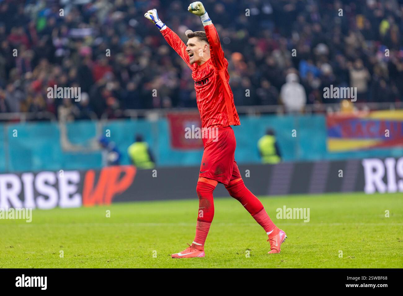 Stefan Tarnovanu of FCSB celebrating after the UEFA Europa League ...