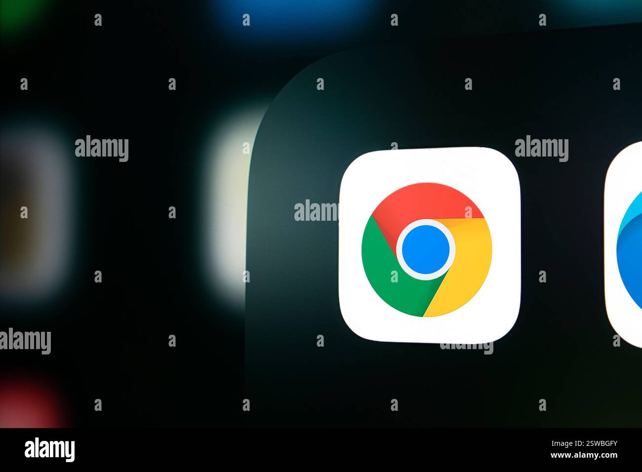 Dhaka, Bangladesh- 26 Nov 2024: A close up of an iPhone screen displaying the Google Chrome app ...